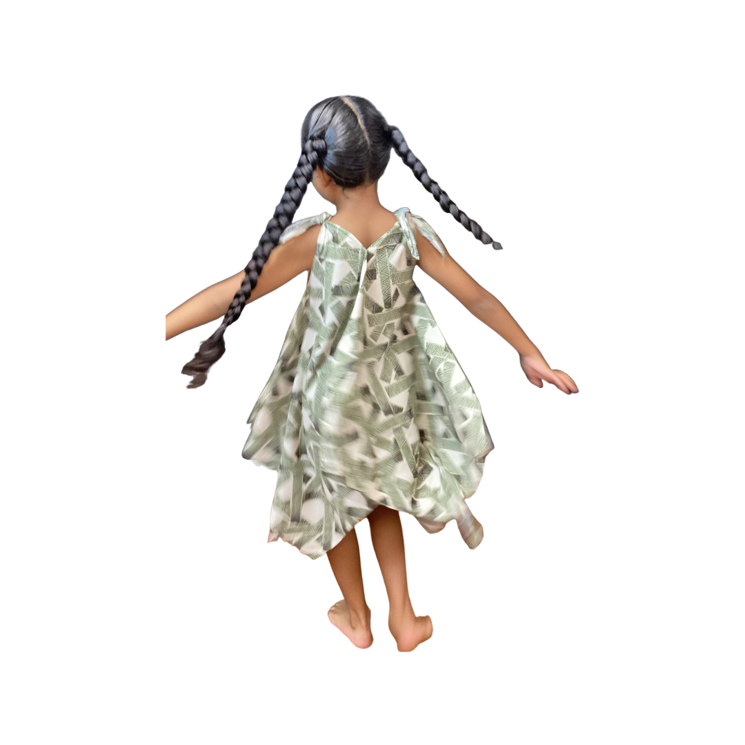 Coradorables GIRLS Green Tribal Handkerchief Dress – Coradorables Hawaii