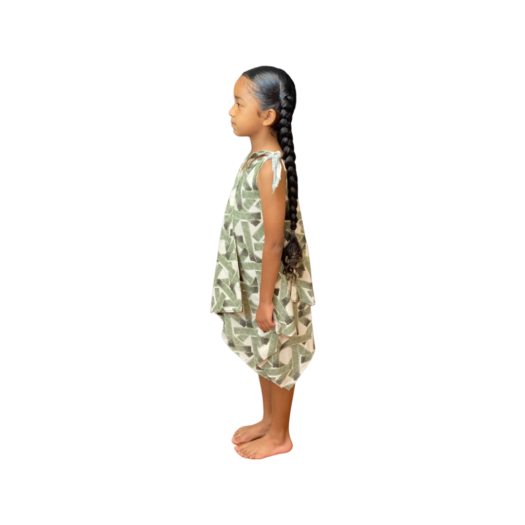 Coradorables GIRLS Green Tribal Handkerchief Dress – Coradorables Hawaii