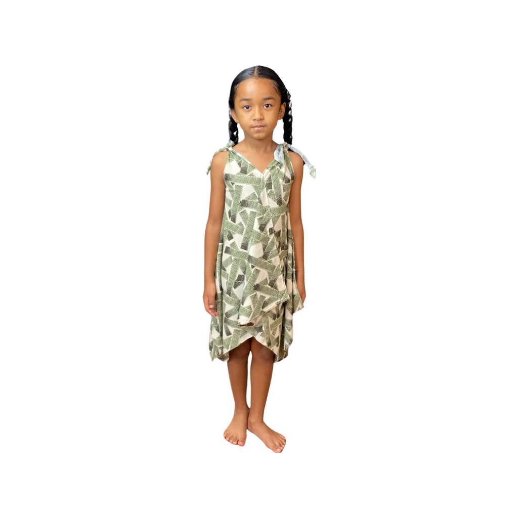 Coradorables GIRLS Green Tribal Handkerchief Dress – Coradorables Hawaii